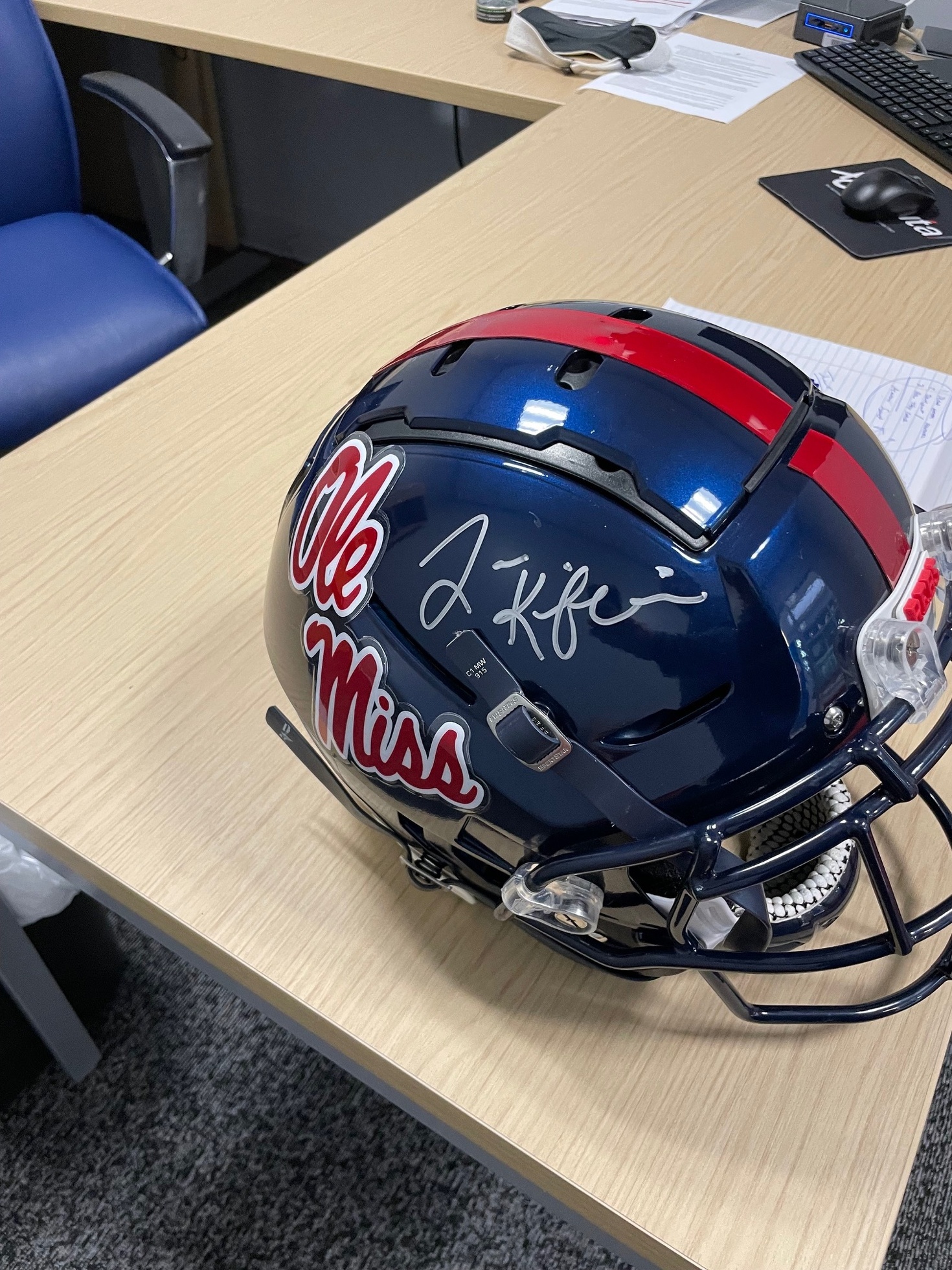 Ole Miss helmet signed by Lane Kiffin & Pete Golding - First Priority's ...